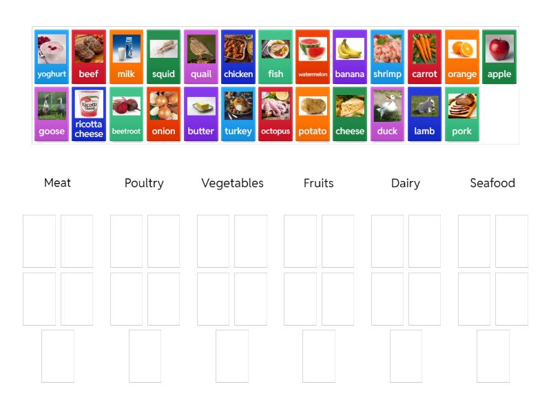 Food groups vocabulary - Lesson 1, Unit 7, Startup 1 - Group sort