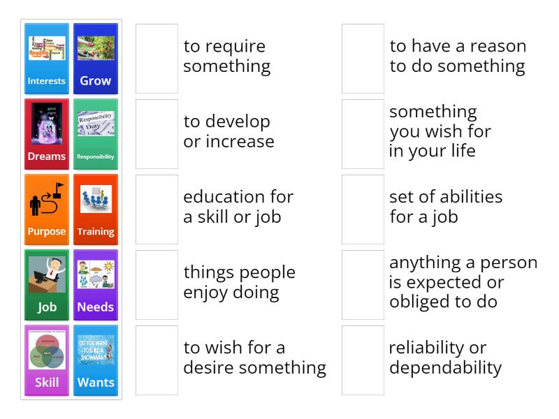 vocabulary job skills - Match up
