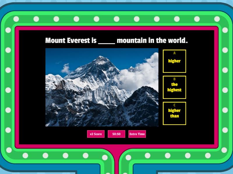 Comparative x superlative adjectives - Game show de TV