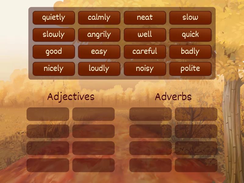 Sort the words: adjective or adverb? - Group sort