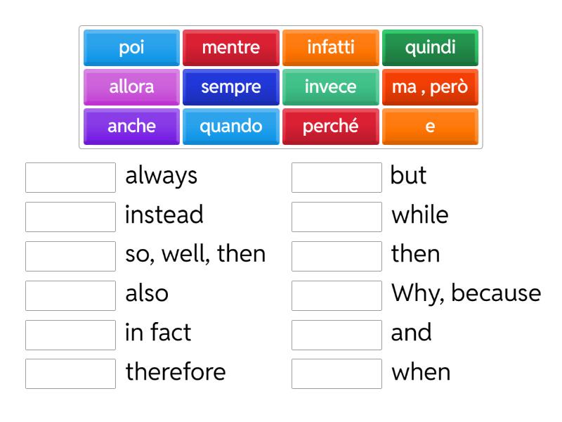 Conjunctions - joining words - Match up