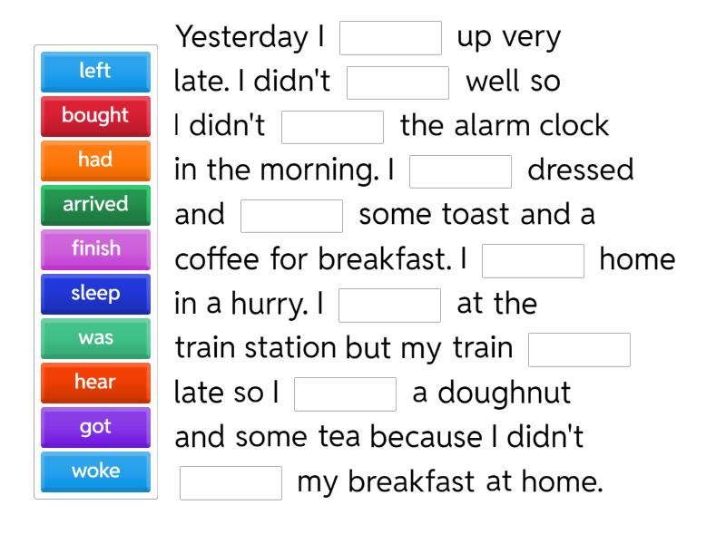Past simple story - Complete the sentence