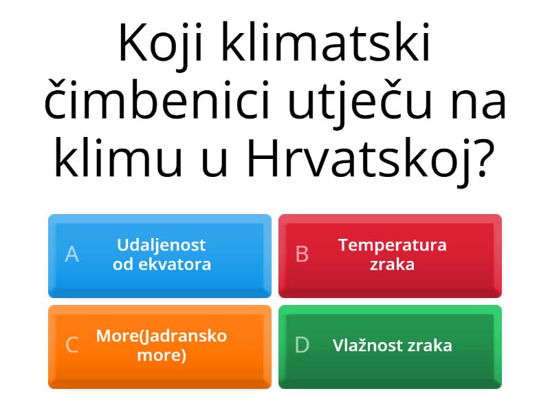 Tipovi klima u Hrvatskoj(6.razred) - Kviz
