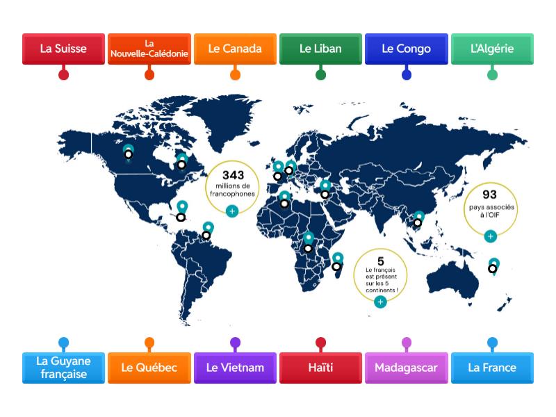 La carte de la francophonie 2025 - Labelled diagram