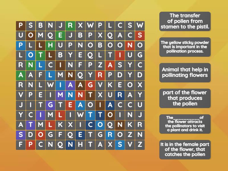 pollination- Word Search - البحث عن الكلمات