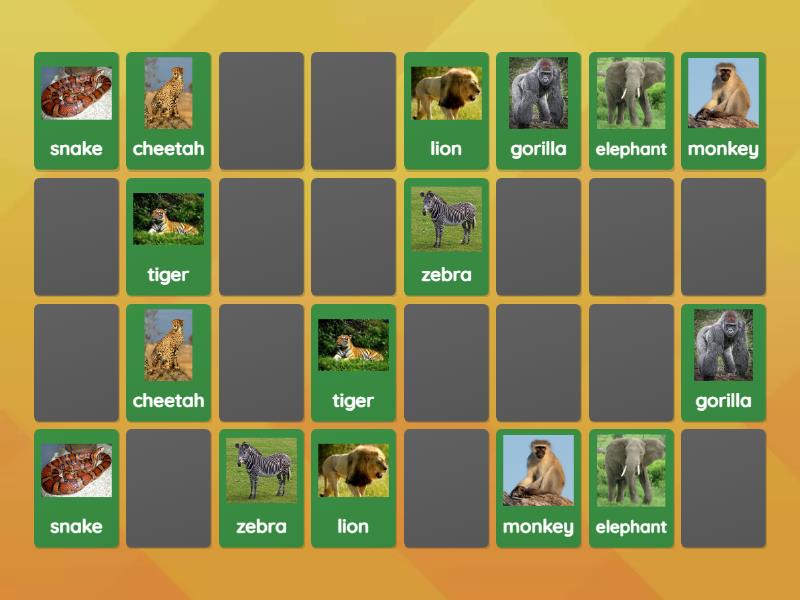 Animals memory - Matching pairs