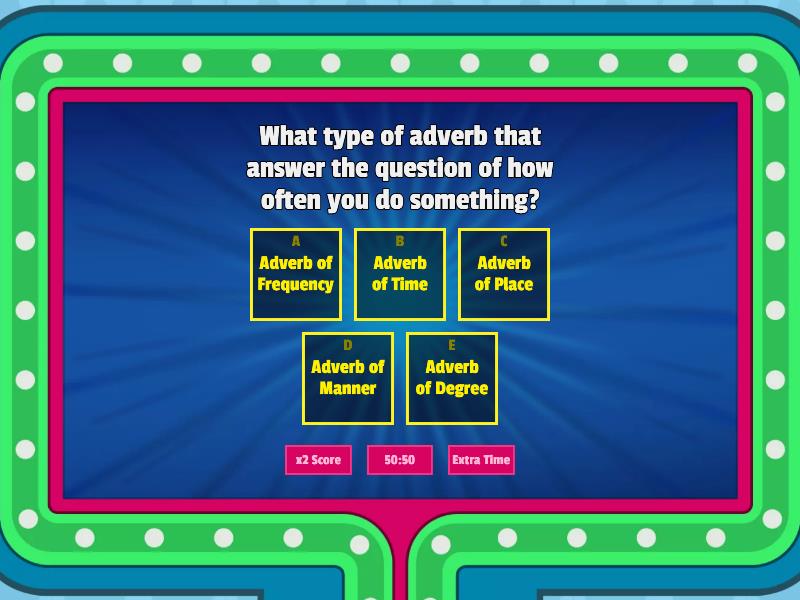 Types of adverb quiz - Gameshow quiz