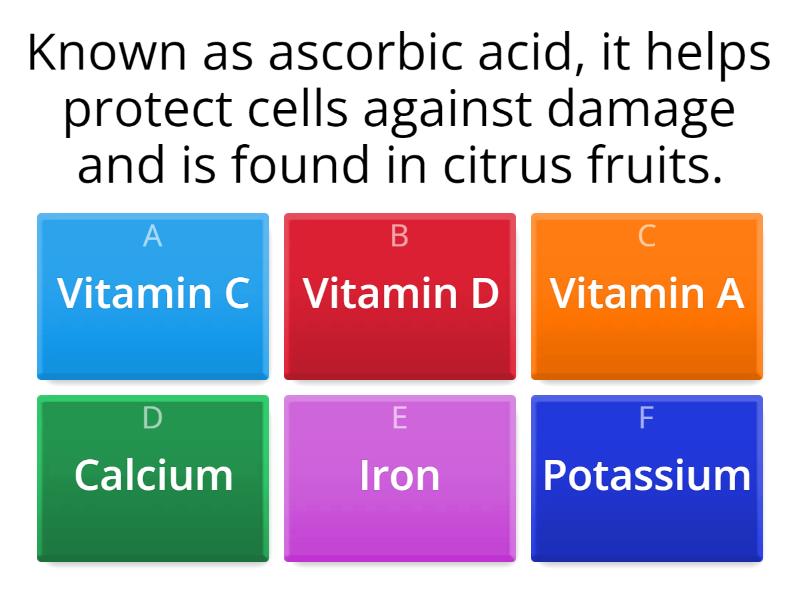 Vitamins and Minerals - Quiz
