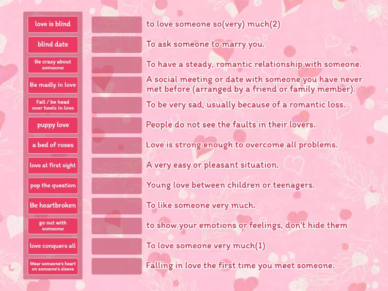 Idioms Valentine's day - Match up