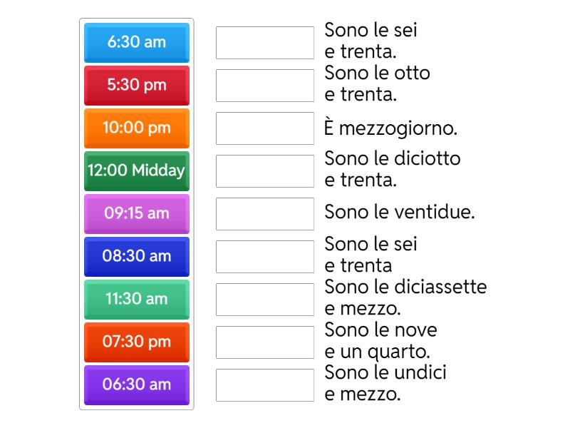 Che ore sono? 2 - Match up
