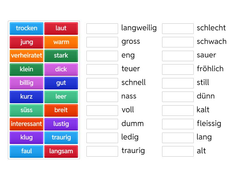 Adjektive-Gegenteile - Match up