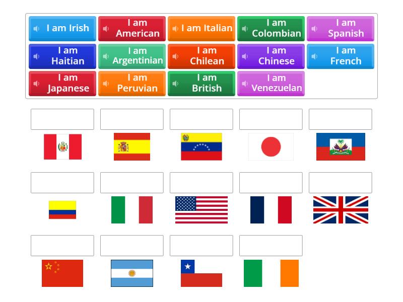 FLAGS AND NATIONALITIES 8AB - Une las parejas