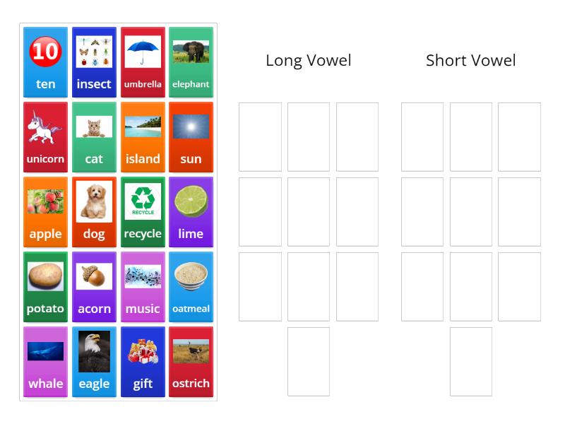 Long and Short Vowel Sort - Group sort