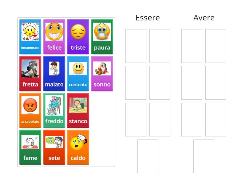 Espressioni con avere e essere - Group sort
