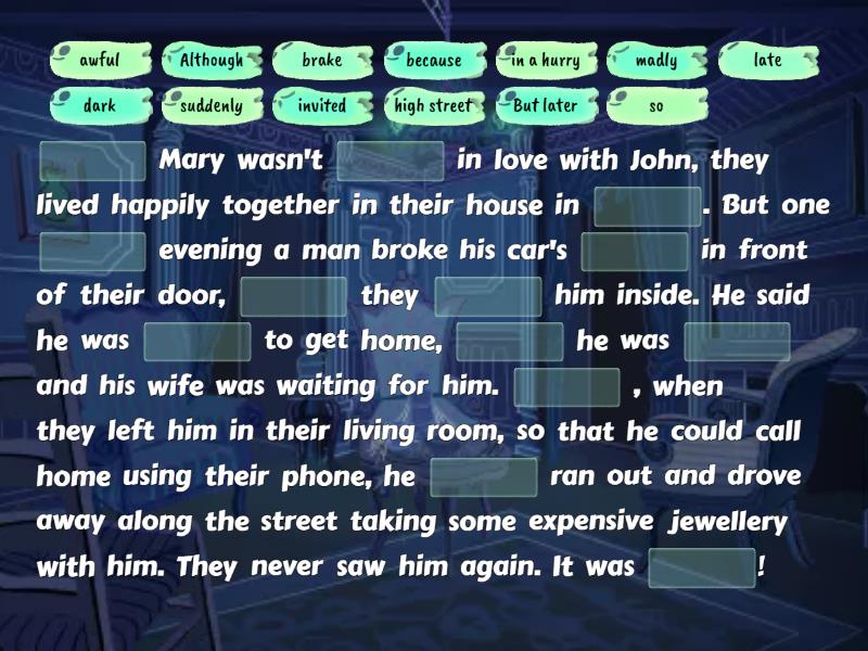 One Dark October Evening 2 (English File Pre 2C) - Complete the sentence