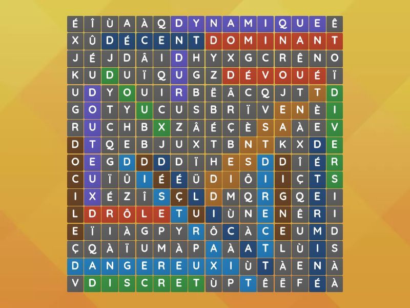 Adjectifs courants commençant par D - Wordsearch