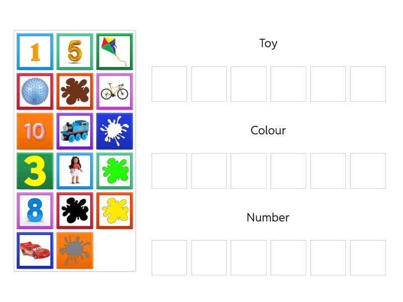 KB1 Unit 3 Toys/numbers/colours - Group sort