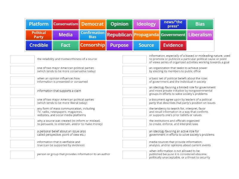 Civics Topic 2 Vocabulary - Match up