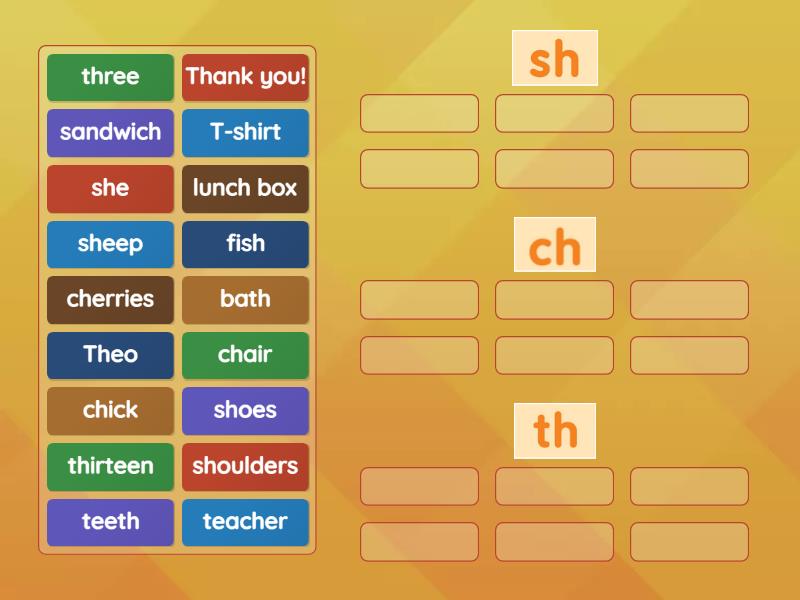 Phonics ch sh th words - Group sort