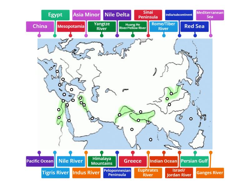 Ancient Civilizations Map - Labelled diagram