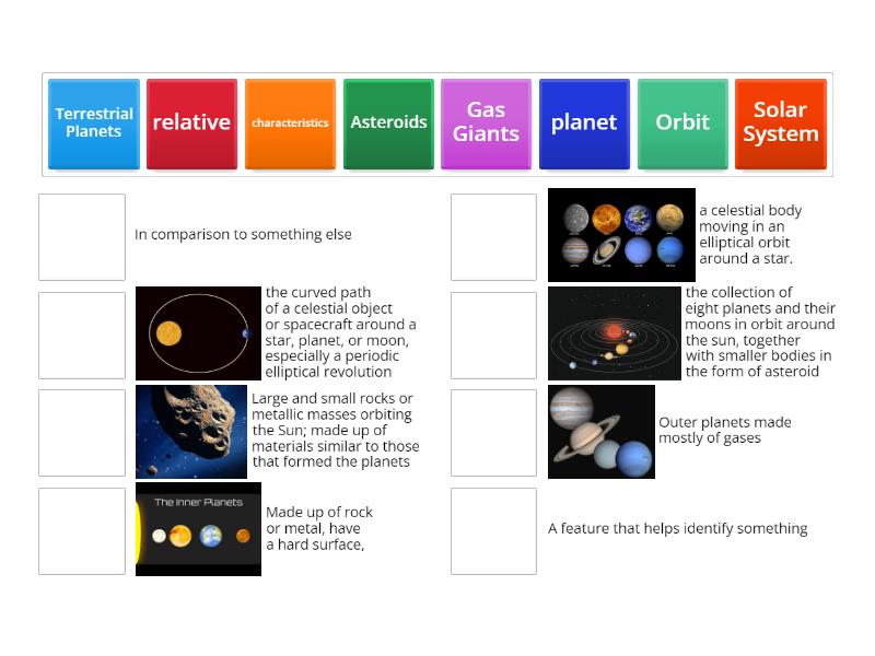 Characteristics of Planets in our Solar System - Une las parejas