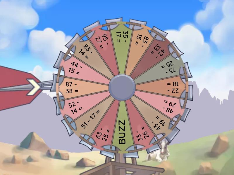 2-Digit Subtraction with Regrouping Buzz Game - Spin the wheel