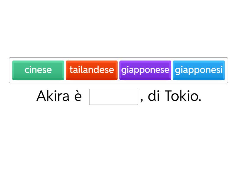 Le nazionalita' - Complete the sentence