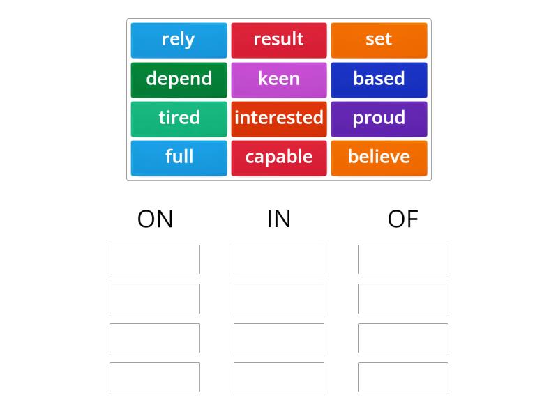 DEPENDENT PREPOSITIONS FOR B2 FIRST - Group sort