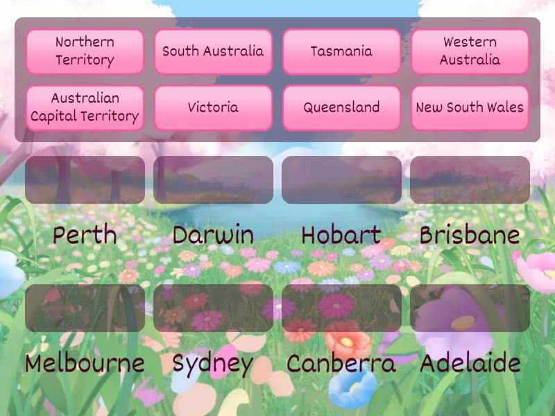 AUSTRALIAN STATES, TERRITORIES AND CAPITAL CITIES - Match up