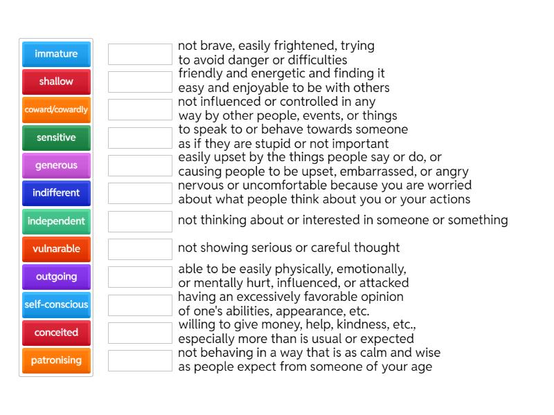 character traits - Match up