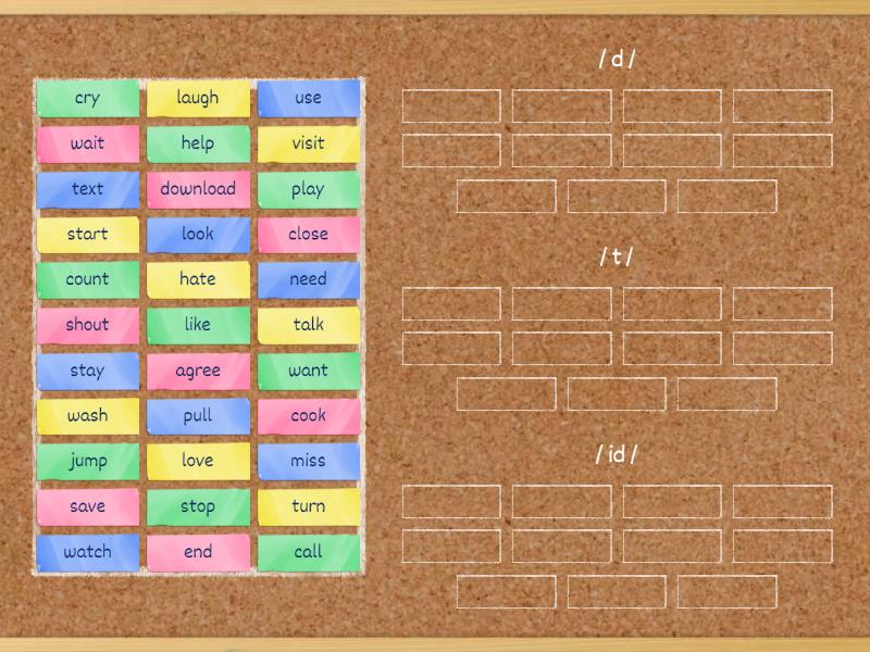 -ed Sorting Race // Past simple regular verbs // -ed pronunciation - Group sort