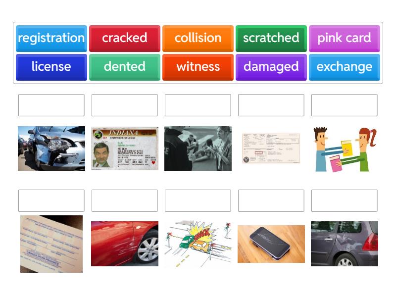 Car Crash Vocabulary - Match up