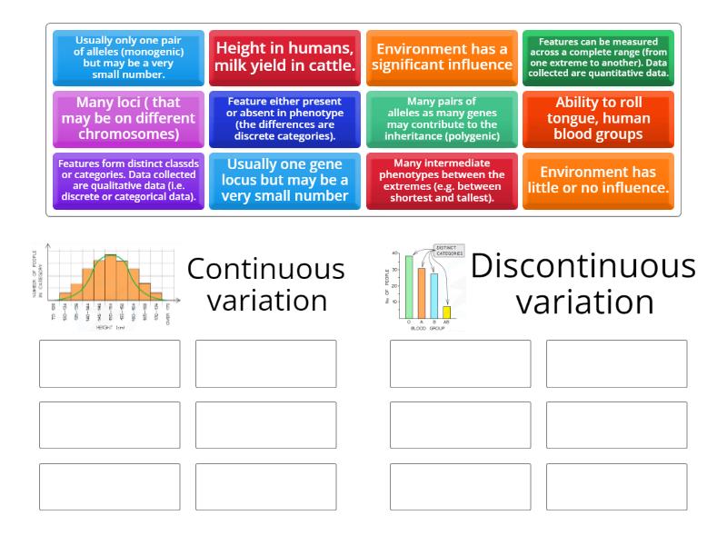 Continuous and discontinuous variation - Group sort