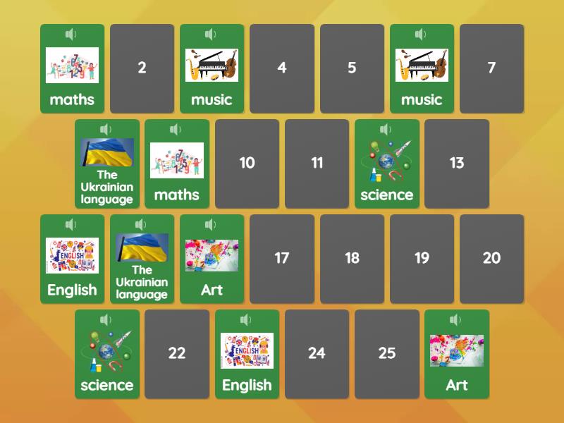 School subjects - Matching pairs