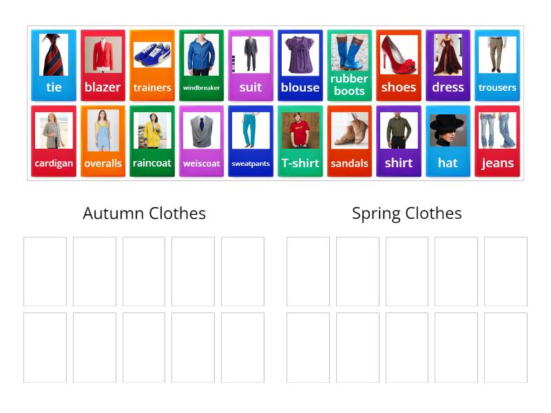 Spring and Autumn Clothes Vocabulary Activity - Group sort