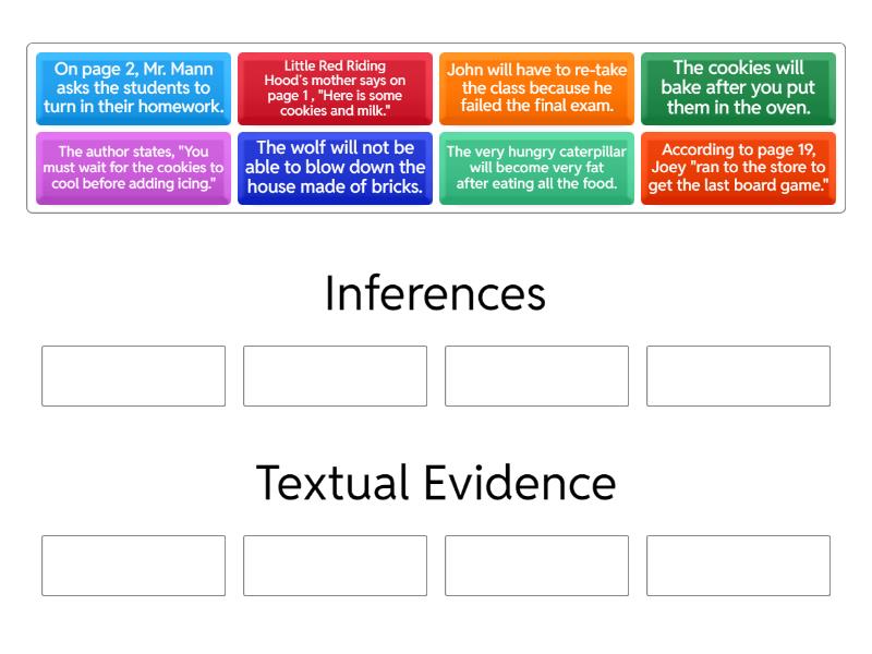 Inferences & Text Evidence - Group sort