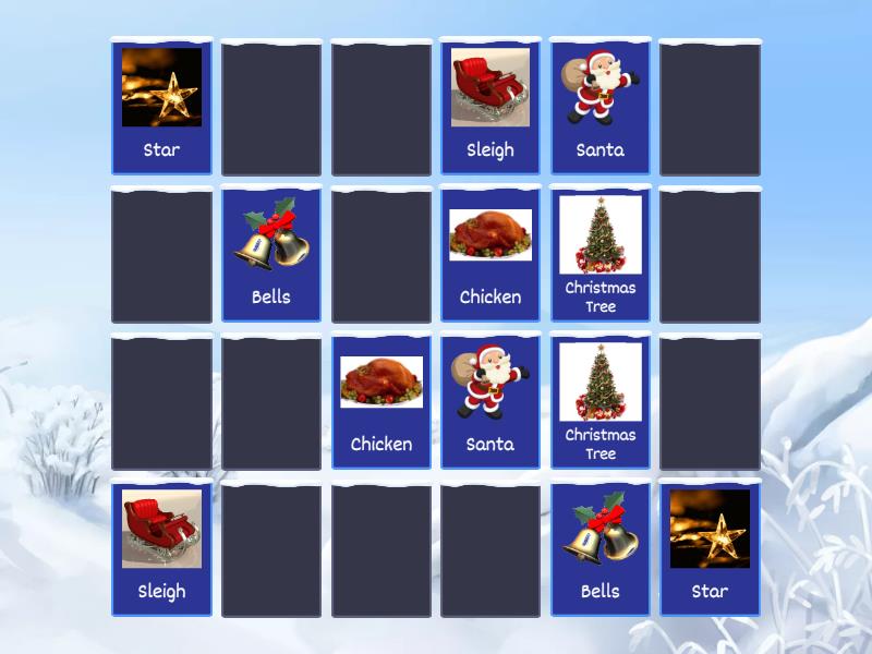 Christmas vocabulary game - Matching pairs