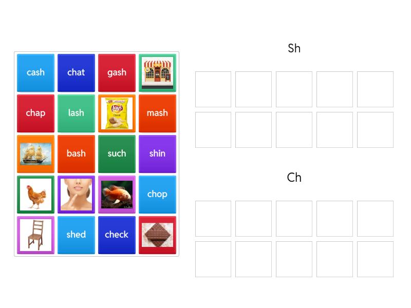 Phonics Class- Sh and Ch Digraph Sort - Group sort
