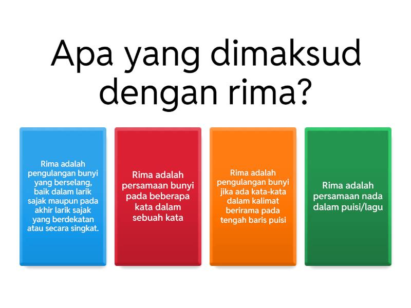 Mengenal Jenis Rima Kelas 4 - Kuis