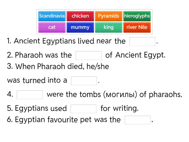 Ancient Egypt - basic facts - Complete the sentence