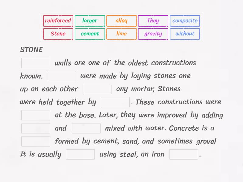 CONSTRUCTION MATERIALS - Complete the sentence