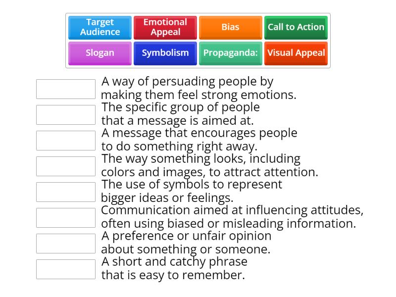 Matching: Match the terms with their definitions by dragging and ...