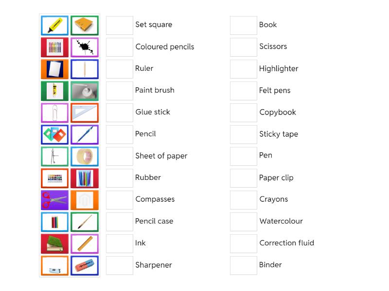 School Supplies - Match up