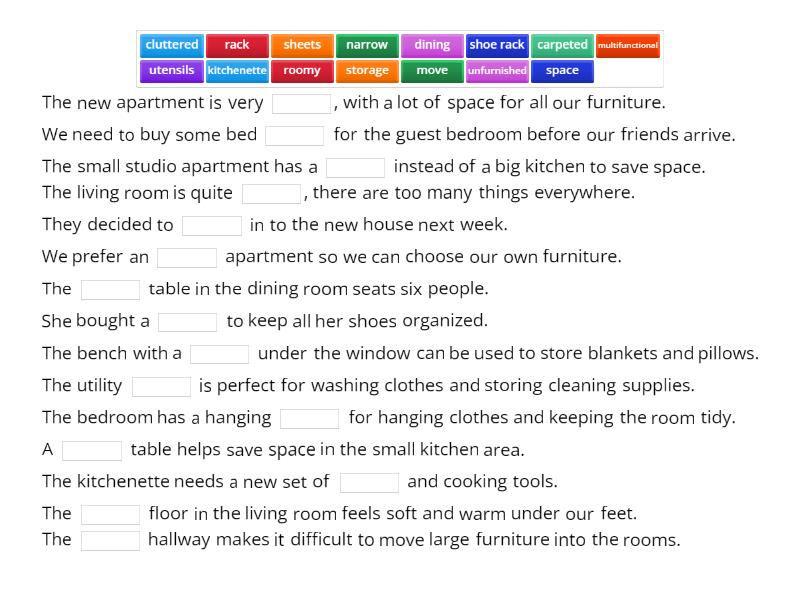 apartment - Complete the sentence