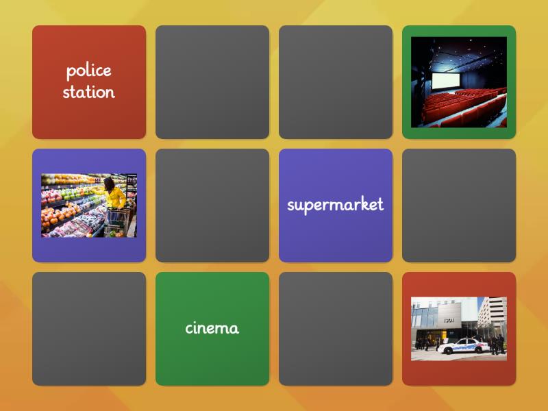 Places in Town Memory Game - Matching pairs
