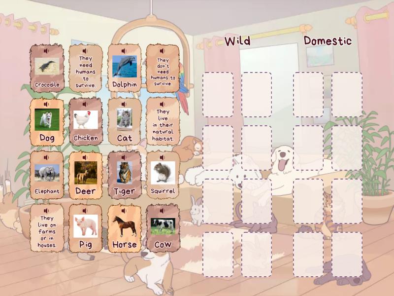 Domestic and wild animals. Science P1. - Group sort