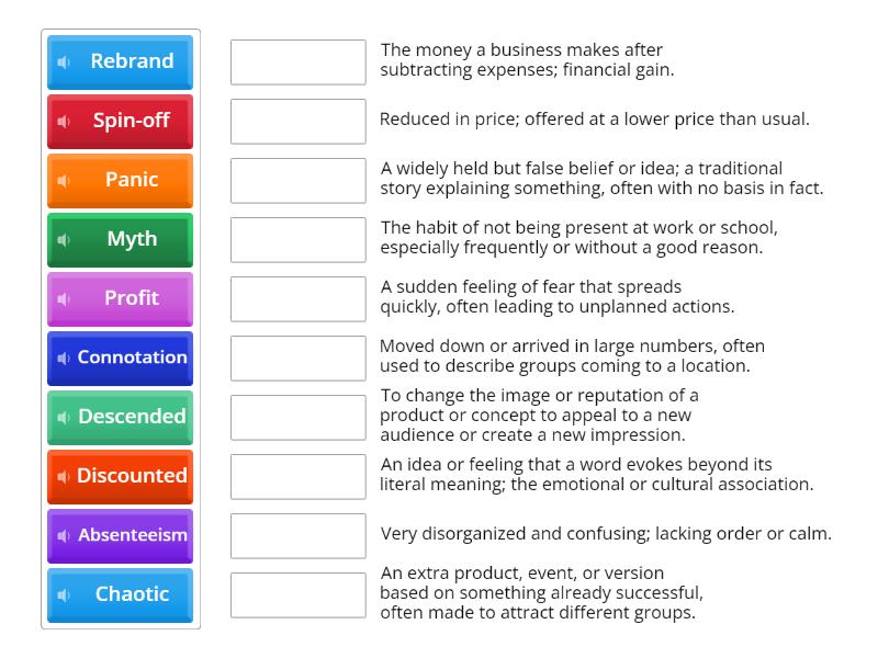 The real story about Black Friday vocabulary. - Match up