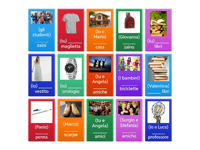 Aggettivi possessivi (no famiglia) - Flip tiles