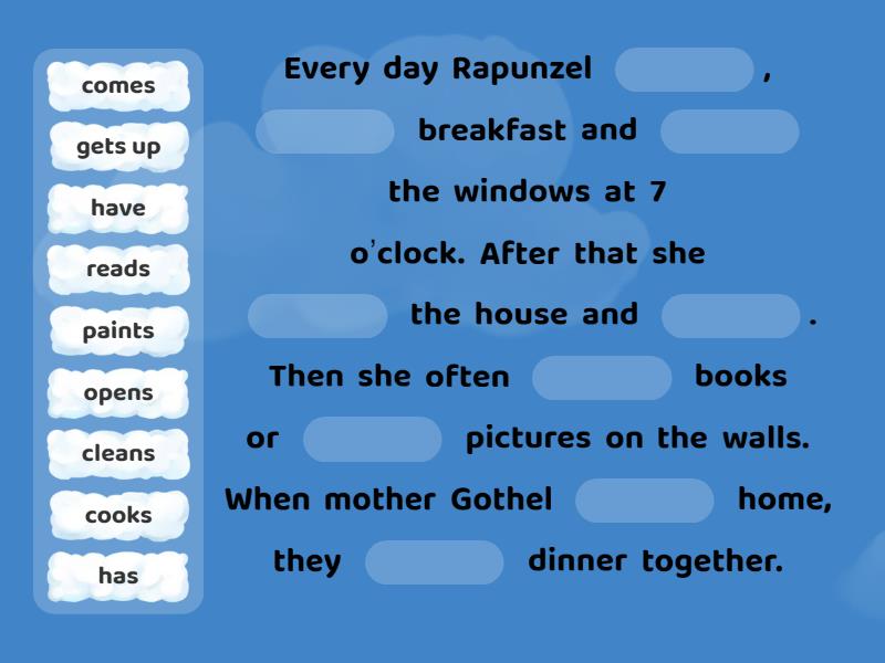 Rapunzel daily routine - Закончите предложение