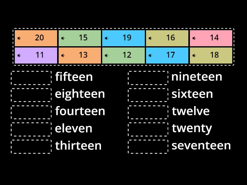 Numbers 11-20 - Match up